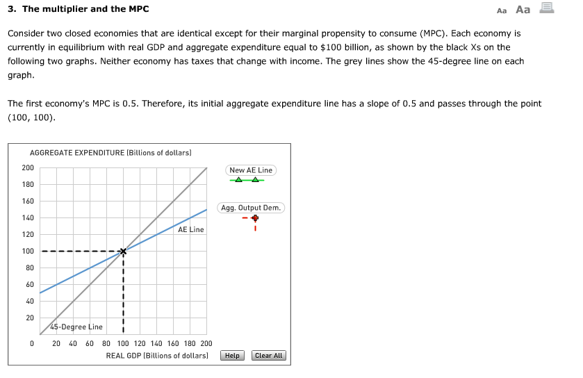 Solved 3. The multiplier and the MPC Aa Aa Consider two | Chegg.com