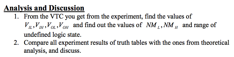 Solved Find the values of Vil, Vih, Vol, Voh, and NMl, NMh | Chegg.com