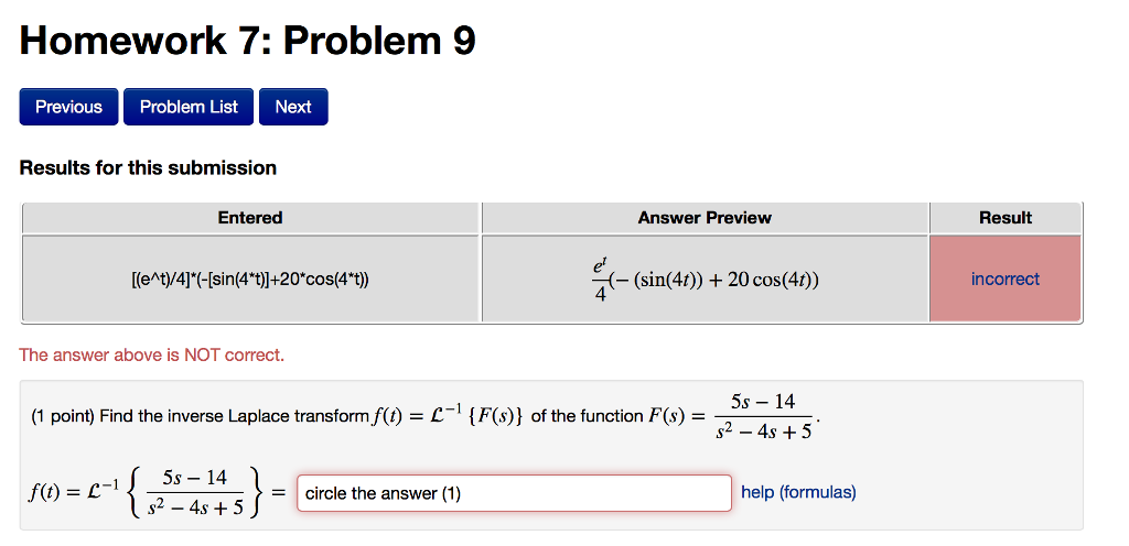 Solved Homework 7 Problem 9 Previous Problem List Next