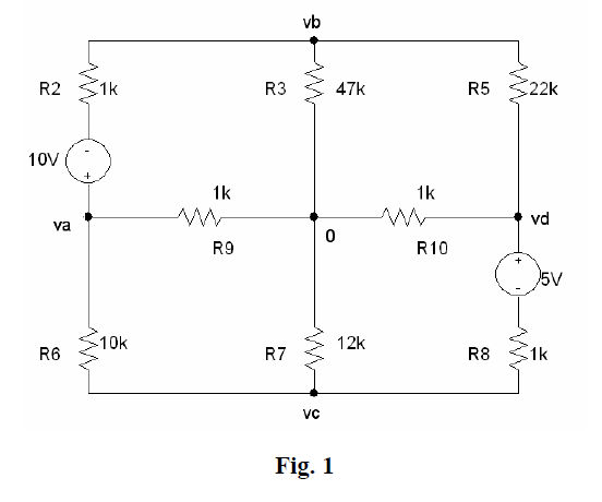 Solved R2 51k 10V va 10k R6 1k AMA R9 vb R3 47k 12k R7 VC | Chegg.com