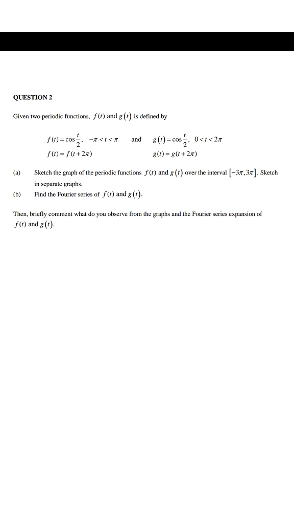 Solved Given two periodic functions, f(t) and g(t) is | Chegg.com