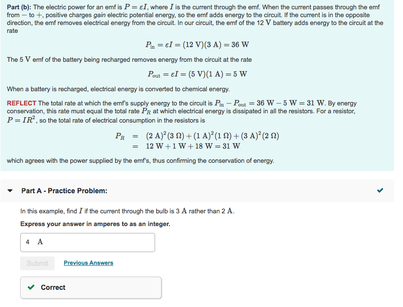 Solved Part (b): The electric power for an emf is P-ε!, | Chegg.com