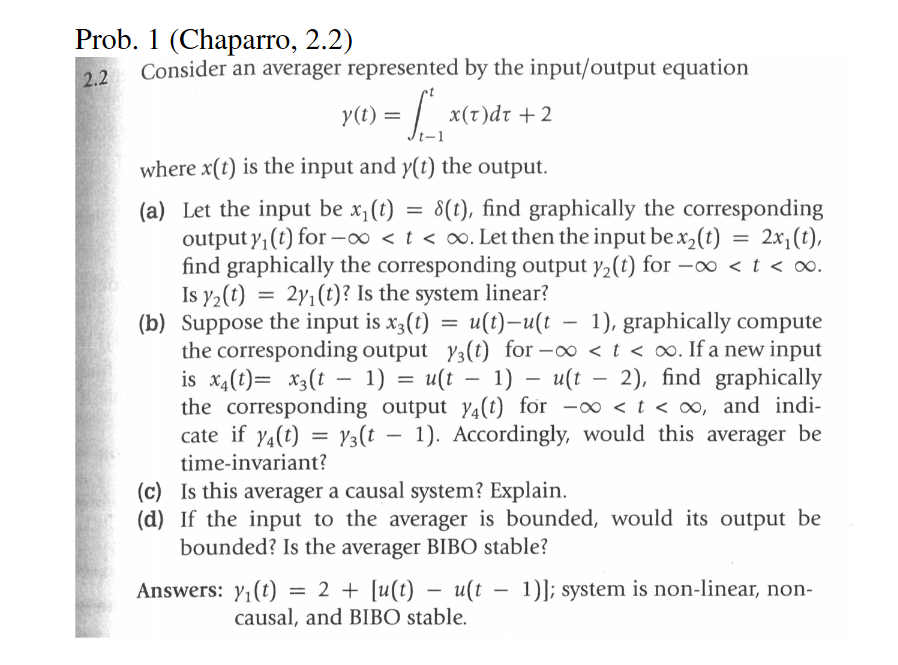 Solved Consider an averager represented by the input/output | Chegg.com
