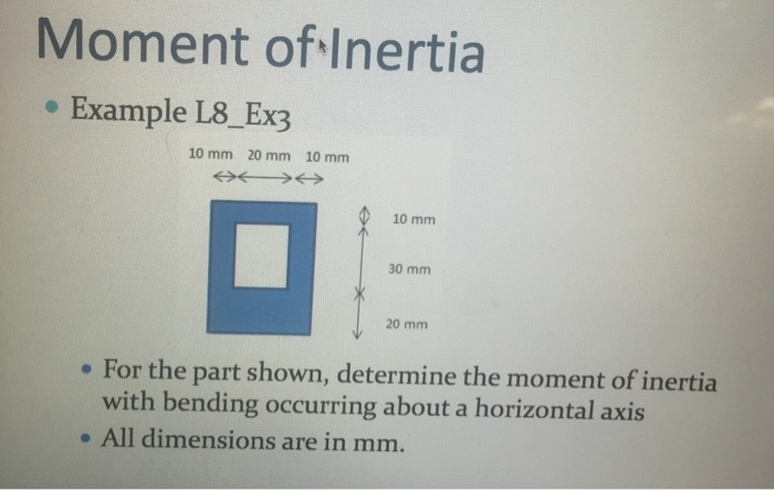 Solved Moment of Inertia Example L8_Ex3 For the part | Chegg.com