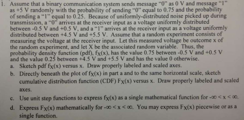 Solved Assume that a binary communication system sends | Chegg.com