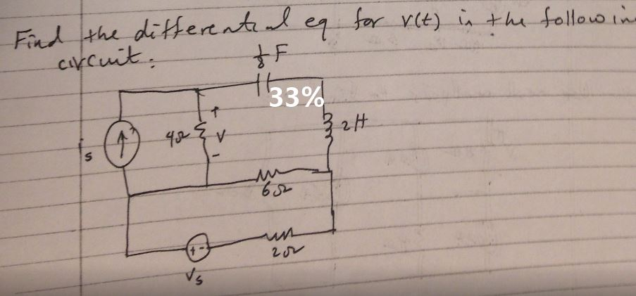 Solved Find the differential eq for v(t) in the following | Chegg.com