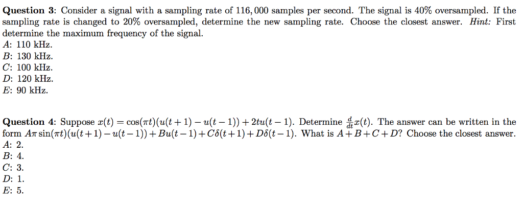 Solved Consider a signal with a sampling rate of 116,000 | Chegg.com
