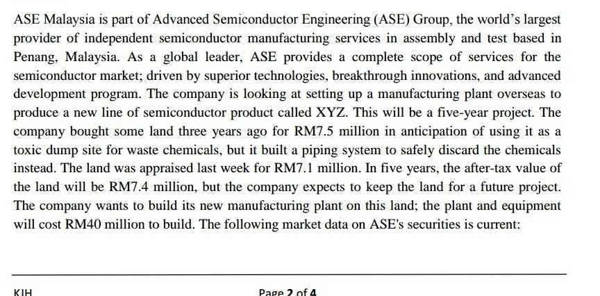 Solved ASE Malaysia is part of Advanced Semiconductor | Chegg.com