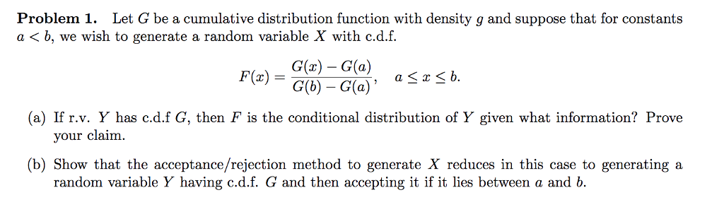 Solved Problem 1. Let G be a cumulative distribution | Chegg.com