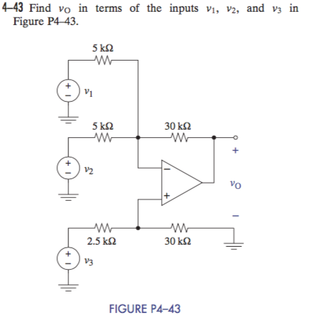 Solved 4-43 Find vo in terms of the inputs vi, v2, and vs in | Chegg.com