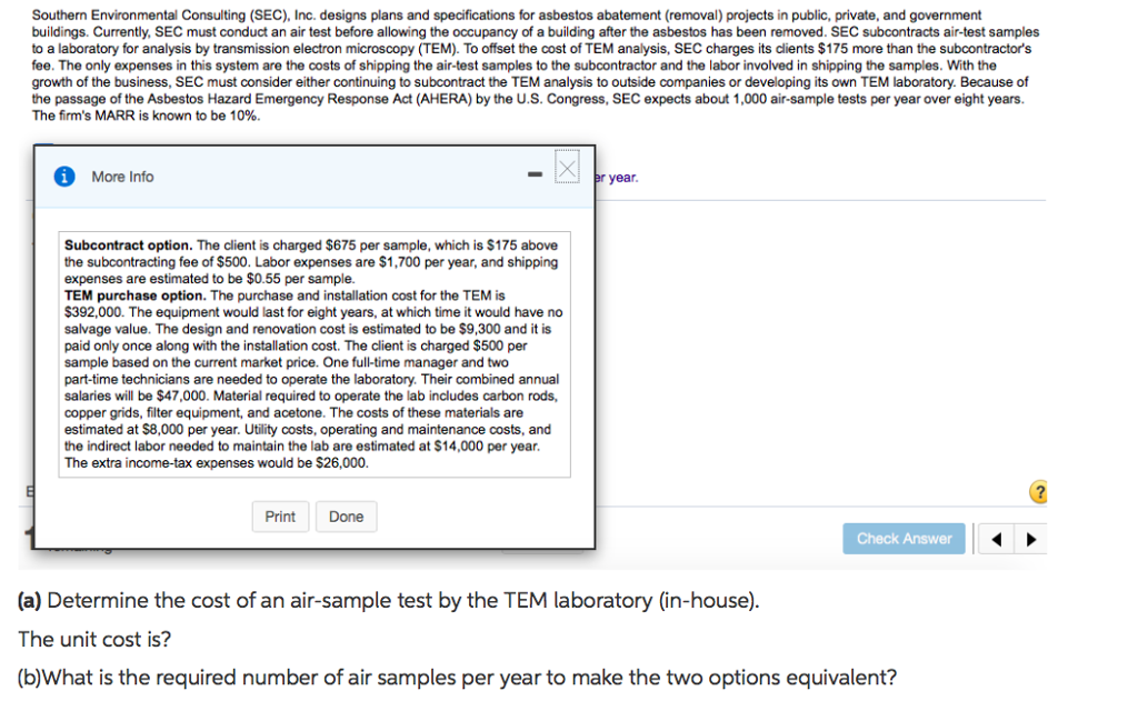 Solved Southern Environmental Consulting (SEC), Inc. designs | Chegg.com