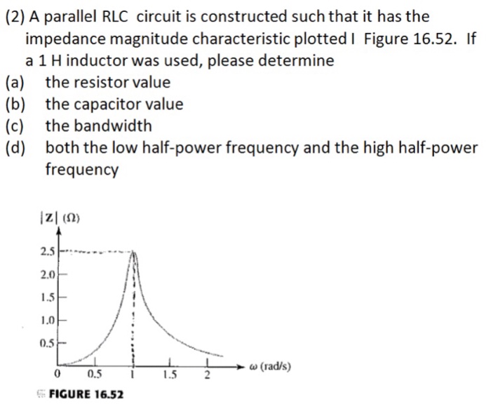 Solved A parallel RLC circuit is constructed such that it | Chegg.com