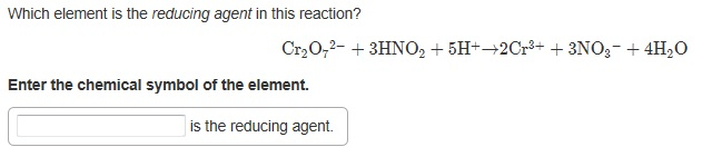 Solved Which Elements Is The Reducing Agent In This