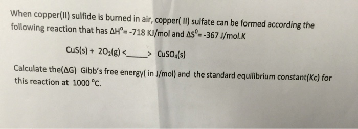Solved When copper(II) sulfide is burned in air, copper( II) | Chegg.com