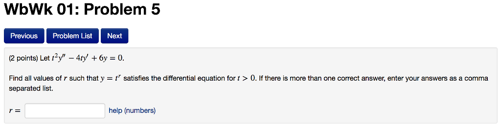 Solved WbWk 01: Problem5 PreviouS Problem List Next Find all | Chegg.com
