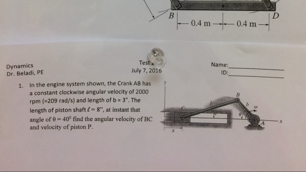 Solved In The Engine System Shown The Crank Ab Has A