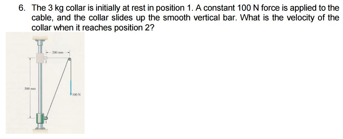 Solved The 3 kg collar is initially at rest in position 1. A | Chegg.com