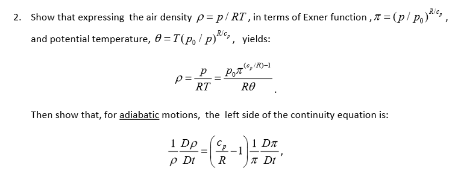Solved Show that expressing the air density p = p/RT, in | Chegg.com