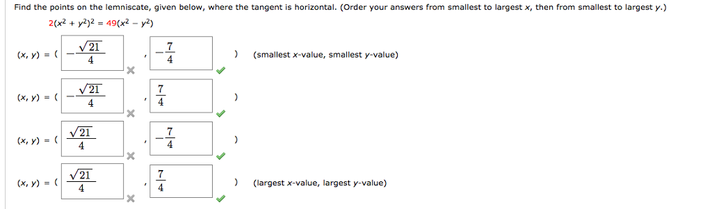 Solved Find the points on the lemniscate, given below, where | Chegg.com Solved Find the points on the lemniscate, given below, where | Chegg.com