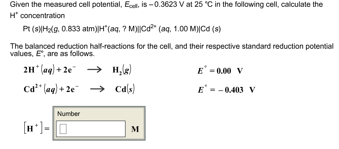Solved Given The Measured Cell Potential E Cell Is 0 3