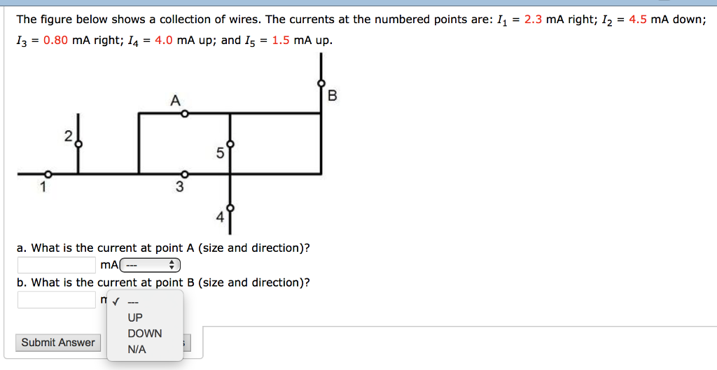 Solved A collection of wires. The currents at the numbered | Chegg.com