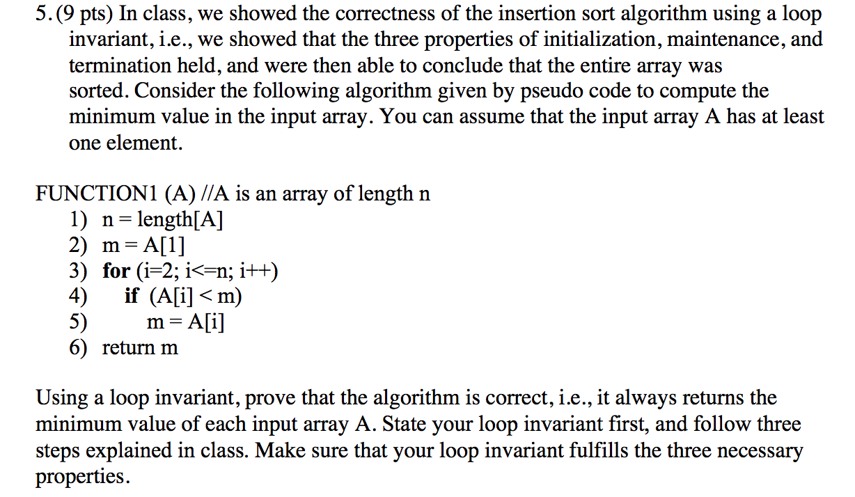 Solved In class, we showed the correctness of the insertion | Chegg.com