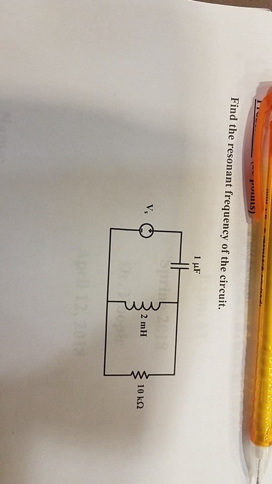 Solved Find the resonant frequency of the circuit. 2 mH 10 | Chegg.com