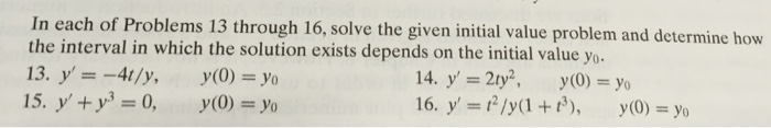 Solved In each Problems 13 through 16, solve the given | Chegg.com