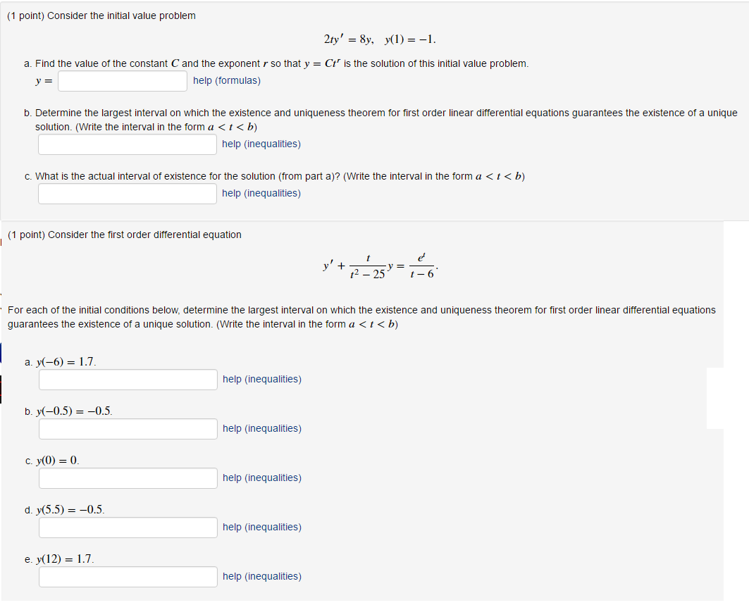 Solved Consider the initial value problem 2ty' = 8y, y(1) = | Chegg.com