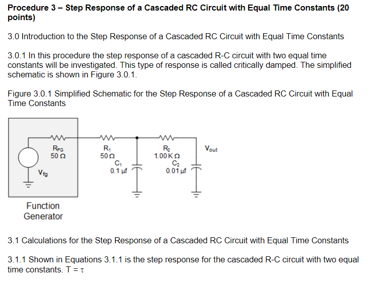 Solved Procedure 3 - Step Response of a Cascaded RC Circuit | Chegg.com