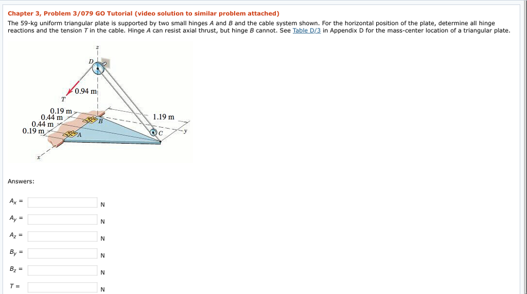 The 59-kg uniform triangular plate is supported by | Chegg.com