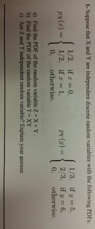 Solved Suppose that X and Y are independent discrete random | Chegg.com