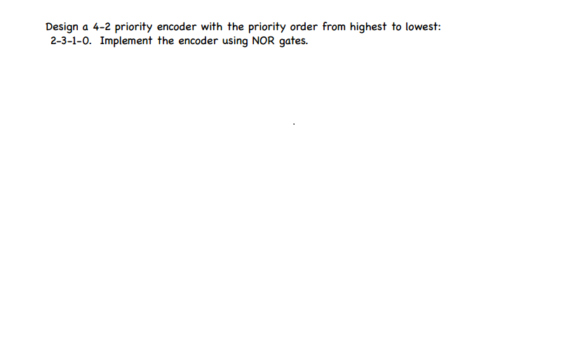 Solved Design a 4-2 priority encoder with the priority order | Chegg.com Solved Design a 4-2 priority encoder with the priority order | Chegg.com