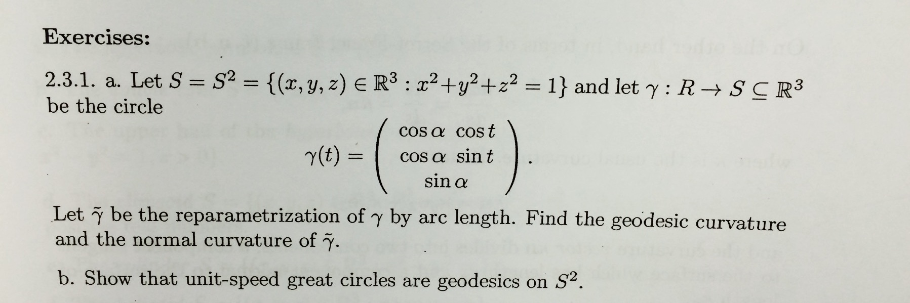 Exercises: 2.3.1. a. Let S = S^2 = {(x,y,z) set | Chegg.com