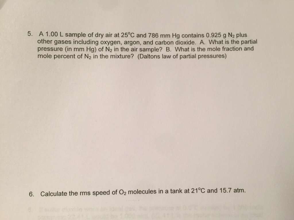 Solved A 1.00 L sample of dry air at 25 degree C and 786 mm | Chegg.com