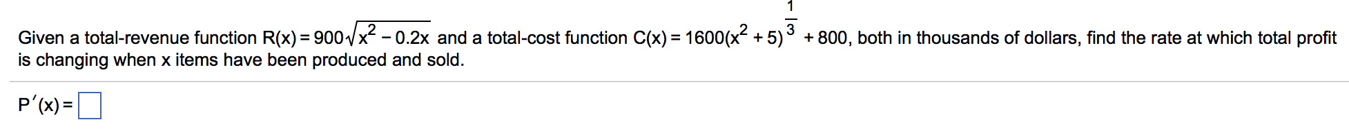 Solved Given a total-revenue function R(x) = 900 Squareroot | Chegg.com