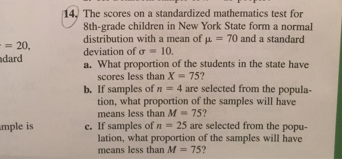 Solved The scores on a standardized mathematics test for | Chegg.com