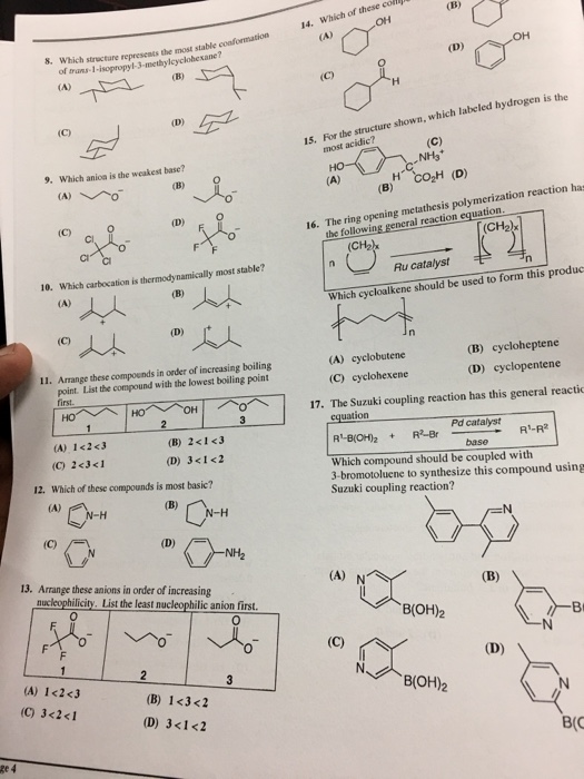 Solved Which structure represents the most stable | Chegg.com