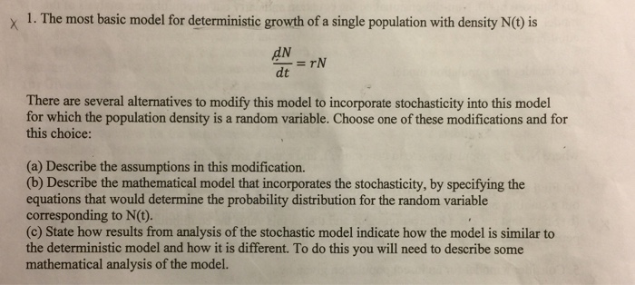 Solved The most basic model for deterministic growth of a | Chegg.com