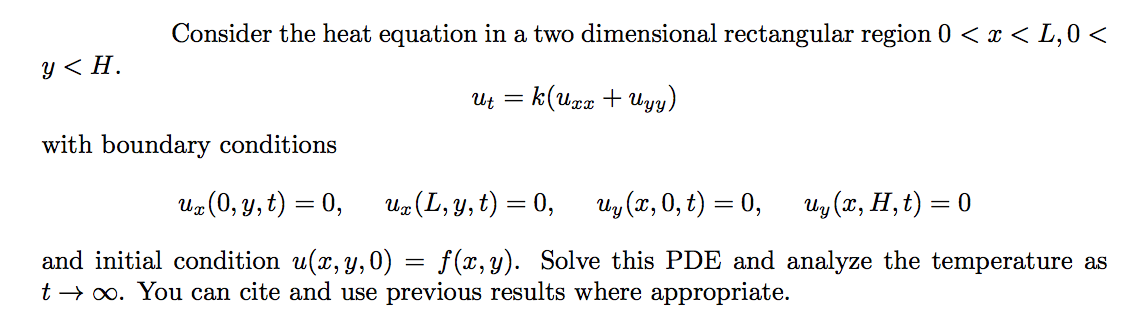 Solved Consider the heat equation in a two dimensional | Chegg.com