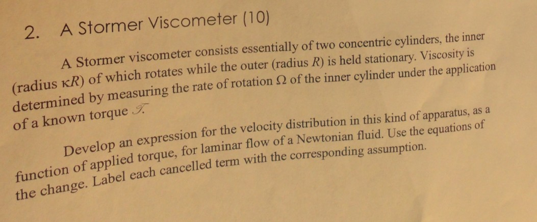 Solved A Stormer viscometer consists essentially of two | Chegg.com