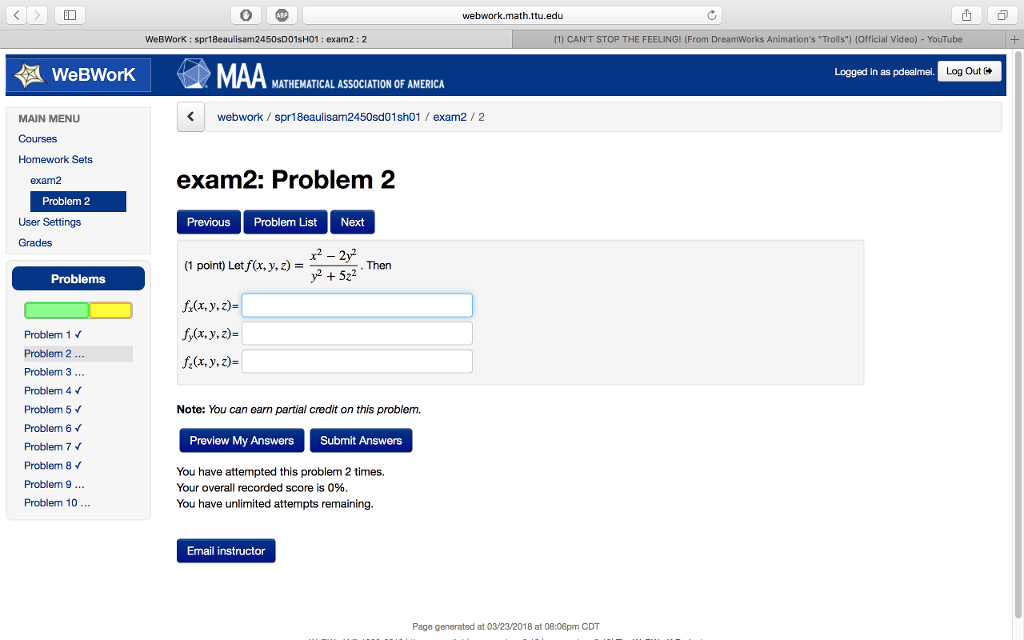 Solved webwork.math.ttu.edu WeBWorK: | Chegg.com