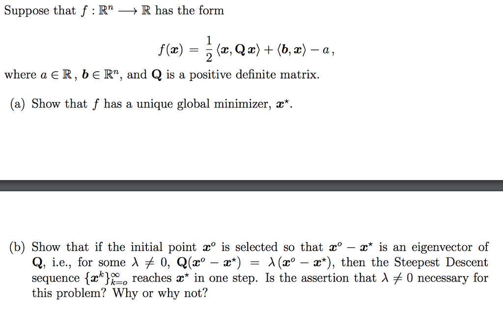 Solved Suppose that f: R^n rightarrow R has the form f(x) = | Chegg.com