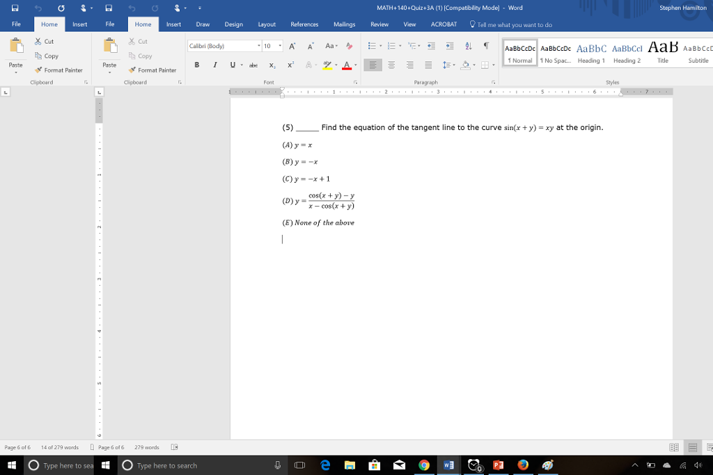 Solved 勺σ MATH+140+Quiz+3A (1) [Compatibility Mode] -Word | Chegg.com