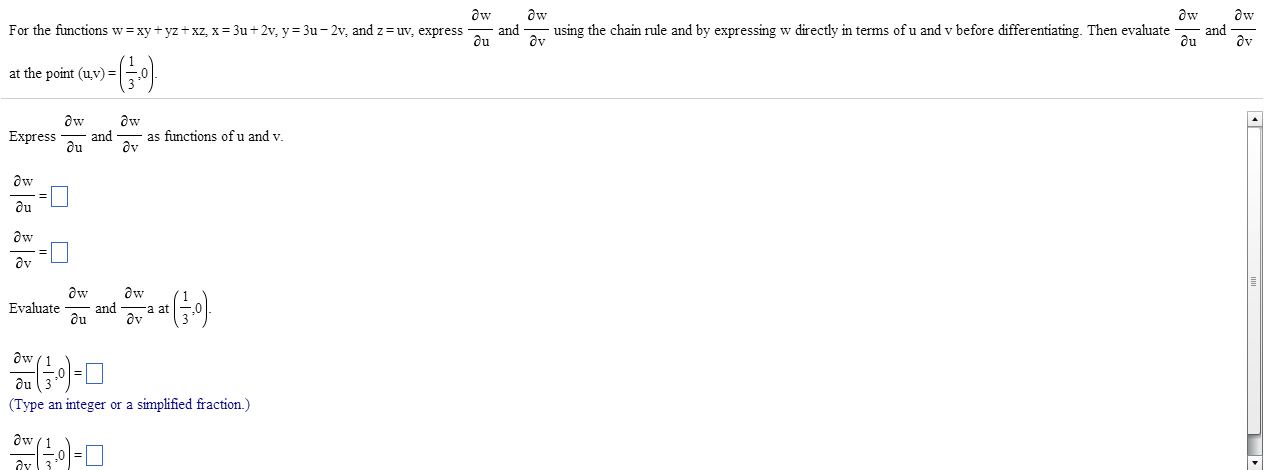 Solved For the functions w = xy + yz + xz, x = 3u + 2v, y = | Chegg.com