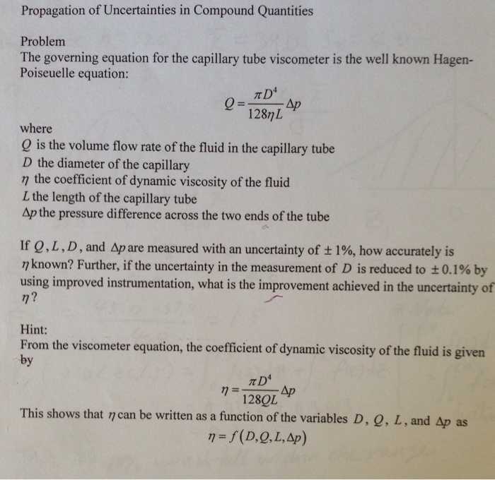 Solved Propagation of Uncertainties in Compound Quantities | Chegg.com