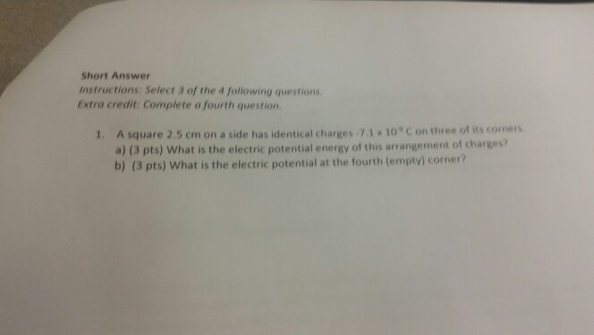 Solved Short Answer Instructions: Select 3 of the 4 | Chegg.com