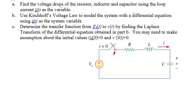 Solved a. Find the voltage drops of the resistor, inductor | Chegg.com