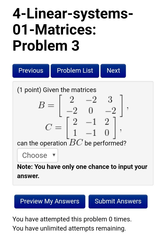 Solved 4-Linear-systems- 01-Matrices: Problem 3 PreviouS | Chegg.com