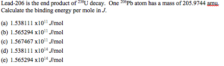 Solved lead-206 is the end product of U 238 decay. one P 206 | Chegg.com